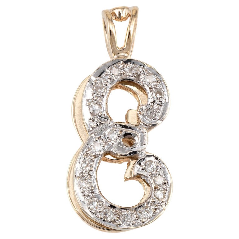 Vintage Letter E Initial Charm Diamond 14k Yellow Gold Cursive Script ...