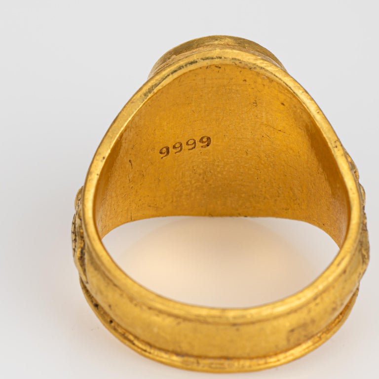 Vintage Letter J Ring 24k Yellow Gold Signet Band Initial Men's Jewelry ...