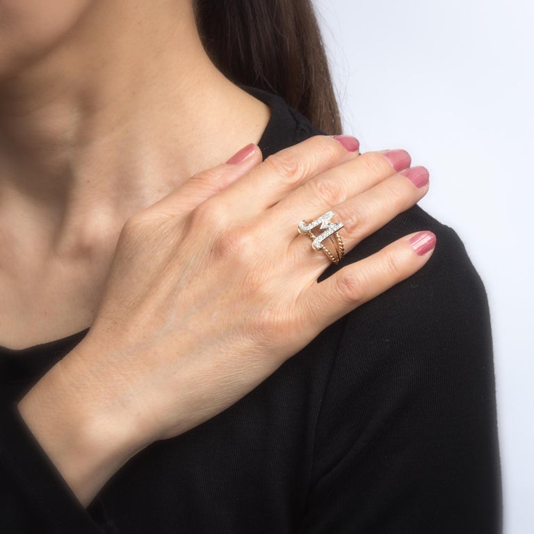 Vintage Letter M Ring 14 Karat Yellow Gold Initial Jewelry Estate Fine ...