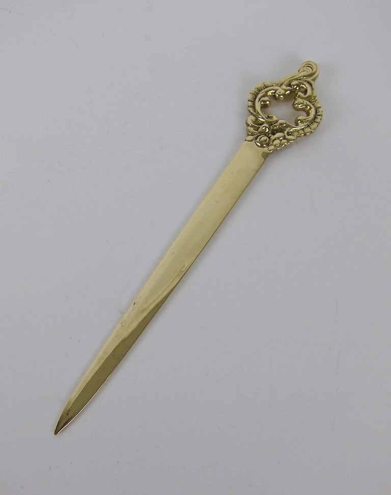 Vintage Letter Opener with Rococo Style Pierced Handle For Sale at 1stDibs