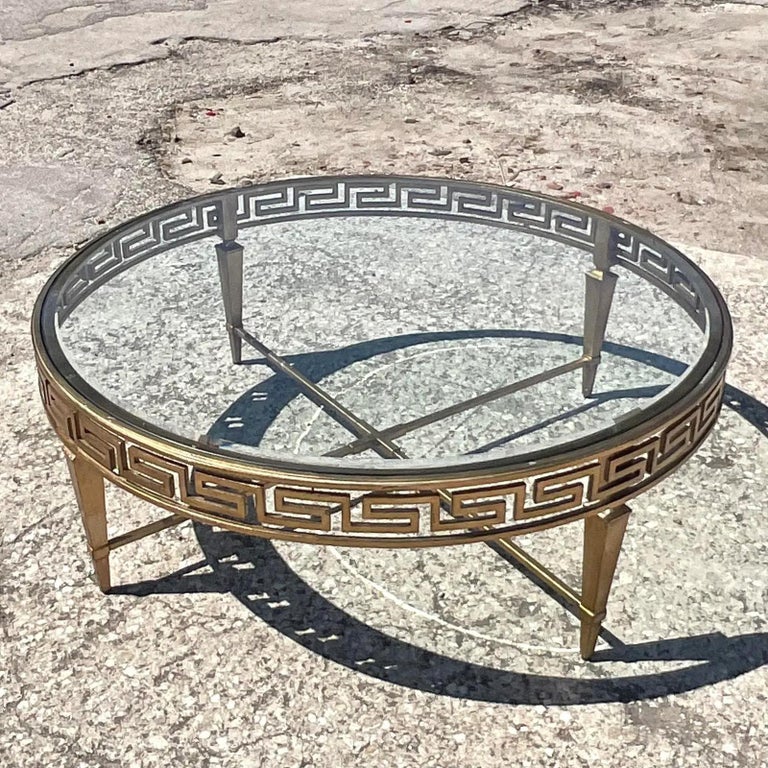 Vintage Lexington Regency Gilt Greek Key Round Coffee Table at 1stDibs ...