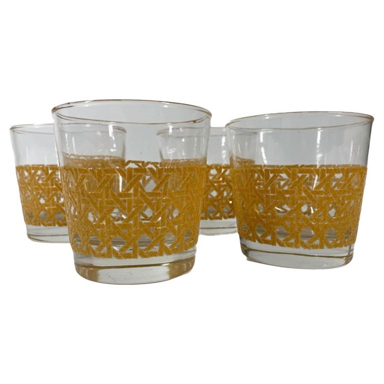 Vintage Libbey Glass Co., Cane Pattern, Old Fashioned or Rocks Glasses ...