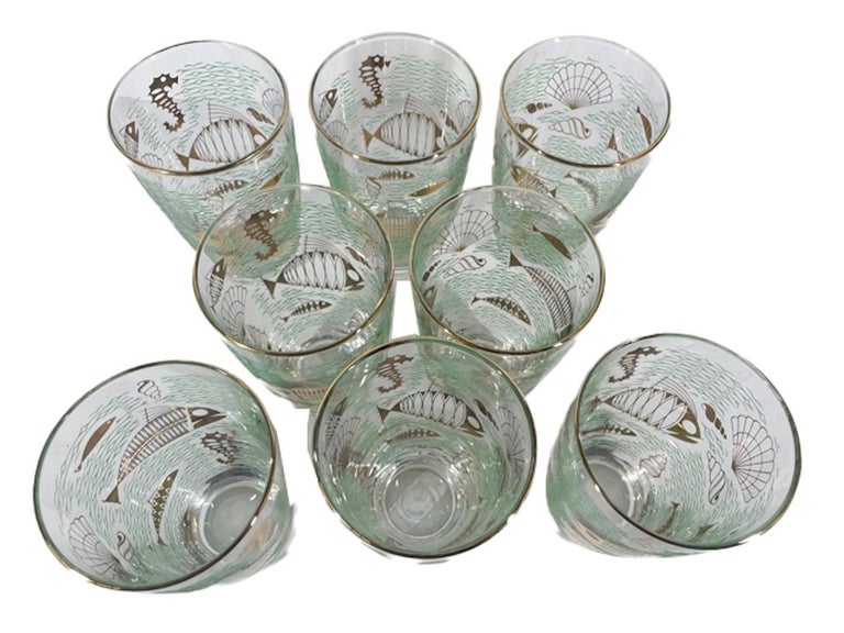 Vintage Libbey Glassware Marine Life Cocktail Glasses in the Atomic ...
