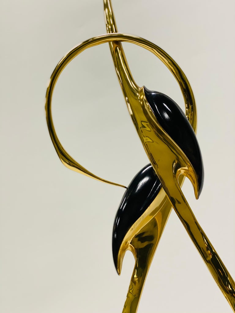 Vintage Life-Size Brass "Entwined Cranes" Sculpture by Boris Lovet ...