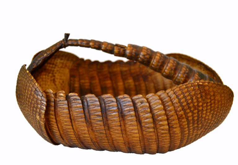 Vintage Life-Size Handcrafted Armadillo Shell Basket at 1stDibs