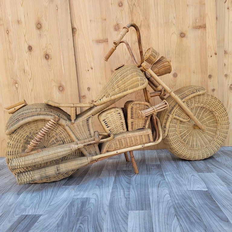 Vintage Life Size Rattan, Bamboo and Wicker Harley Davidson Motorcycle ...