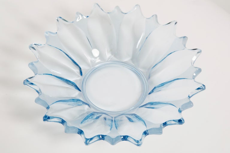 Vintage Light Blue Decorative Glass Plate, Italy, 1960s For Sale at 1stDibs