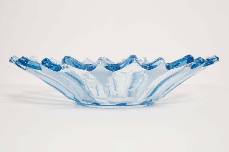 Vintage Light Blue Decorative Glass Plate, Italy, 1960s For Sale at 1stDibs