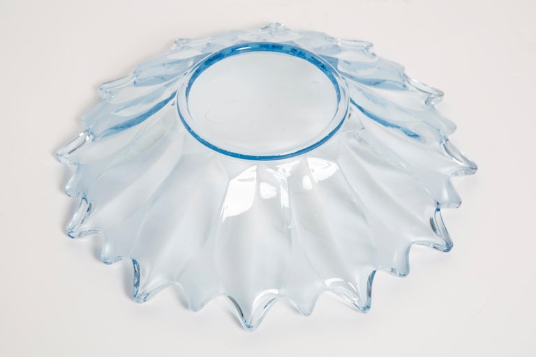 Vintage Light Blue Decorative Glass Plate, Italy, 1960s For Sale at 1stDibs