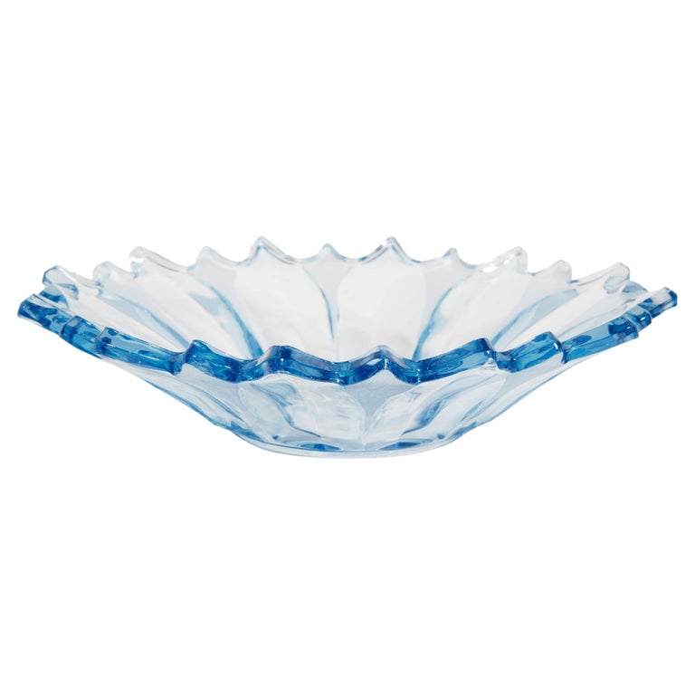 Vintage Light Blue Decorative Glass Plate, Italy, 1960s For Sale at 1stDibs