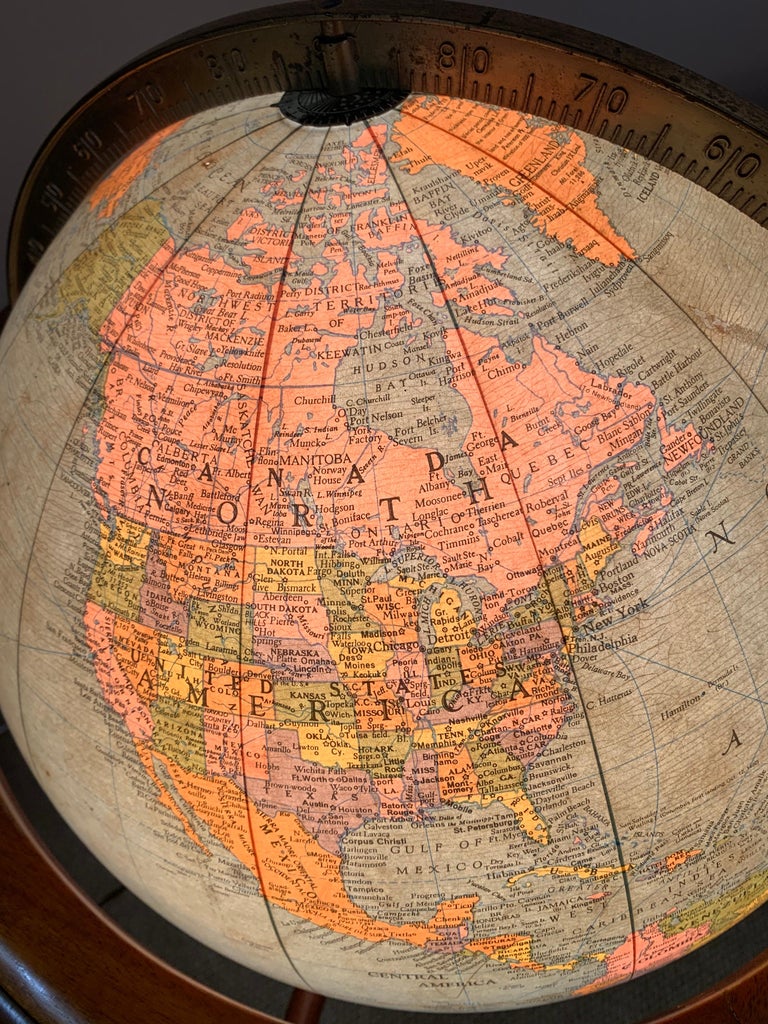 Vintage Lighted World Globe on Stand Illuminated Mid-Century Modern For ...