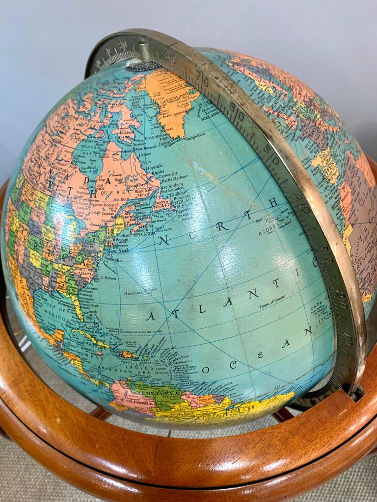 Vintage Lighted World Globe on Stand Illuminated Mid-Century Modern For ...
