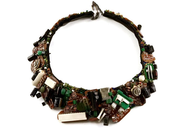 Vintage LILIANE MULLER Electronic Motherboard Choker Necklace For Sale ...