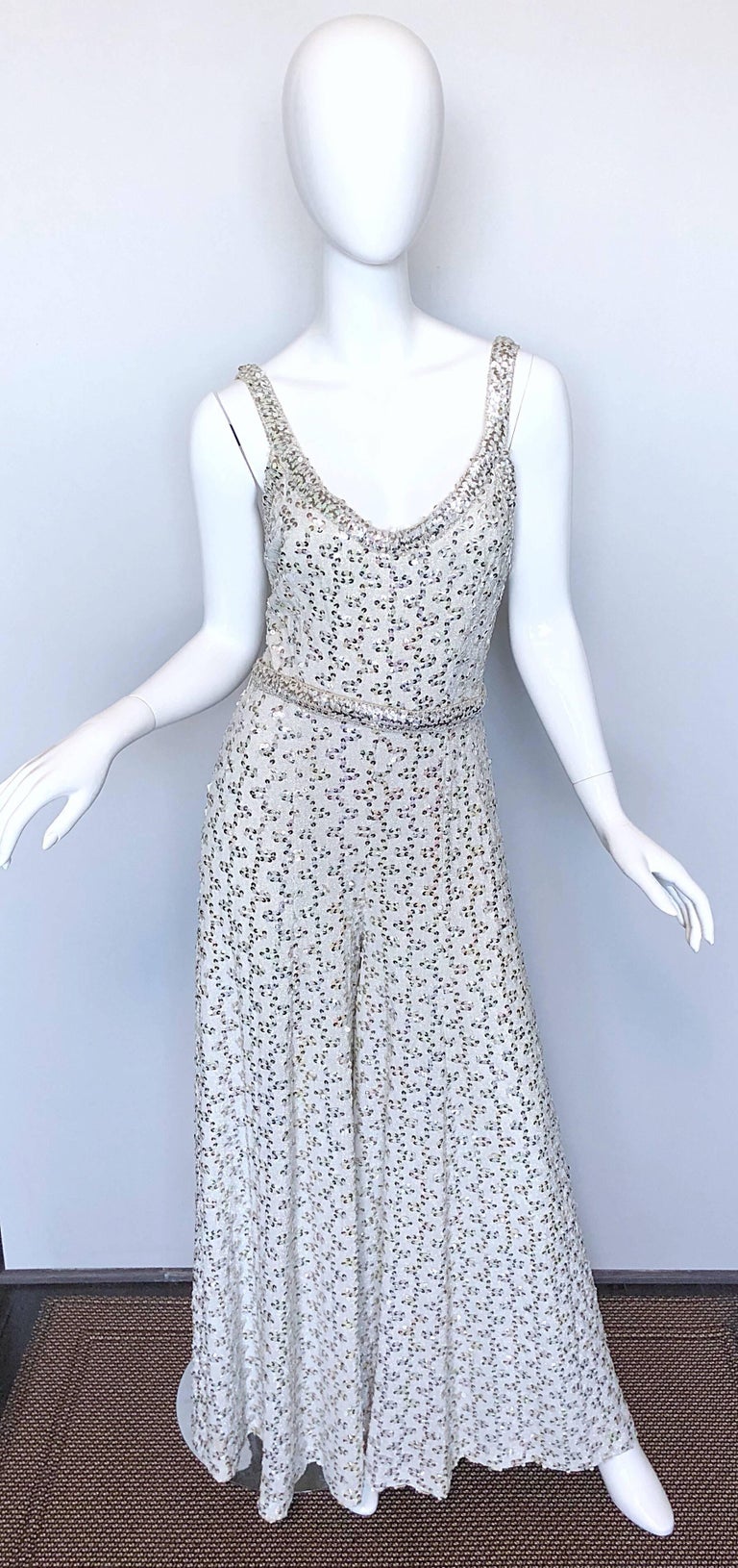 Vintage Lilli Diamond 1970s Silver Sequined 70s Amazing Lurex Wide Leg ...