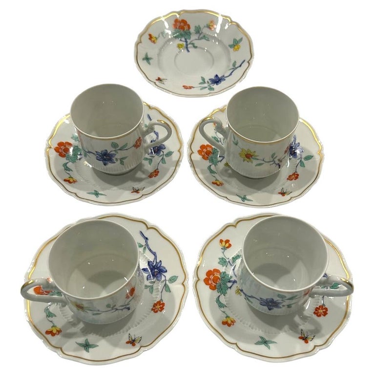 Vintage Limoges “Shalimar” Porcelain Demitasse Cup and Saucer '4 Cups/5 ...