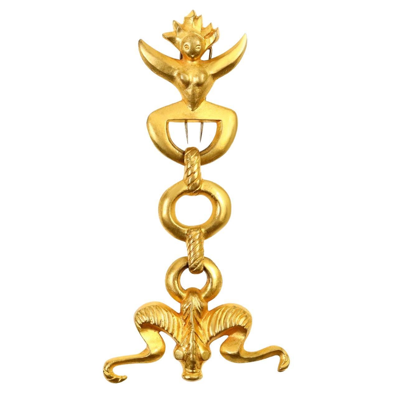 Vintage Line Vautrin Gold Dangling Sun God Fur Clip Brooch, circa 1930s ...