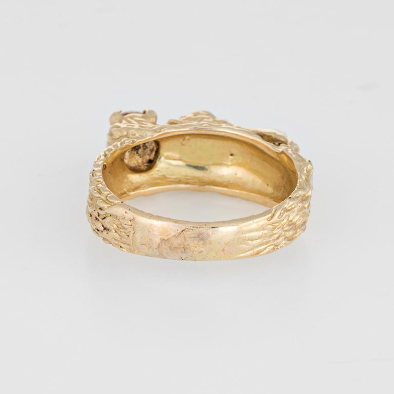 Vintage Lion Ring 14 Karat Yellow Gold Opal Estate Fine Animal Jewelry ...