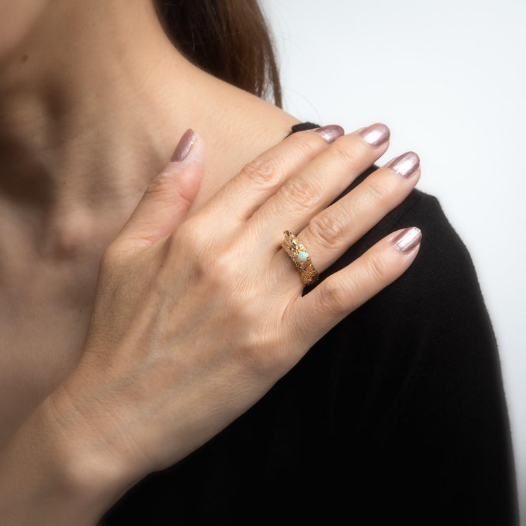 Vintage Lion Ring 14 Karat Yellow Gold Opal Estate Fine Animal Jewelry ...