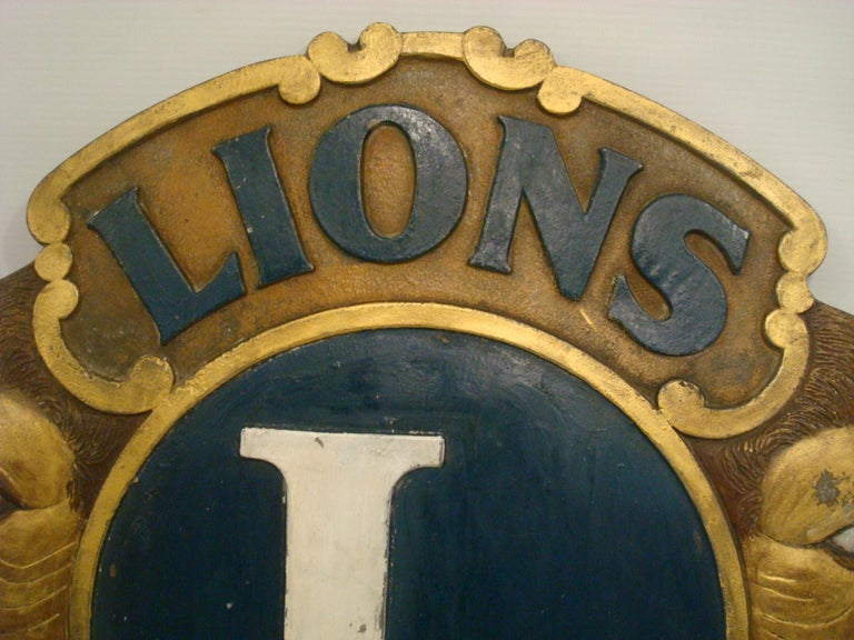Vintage Lions Club International Metal Plaque / Painted Advertising ...