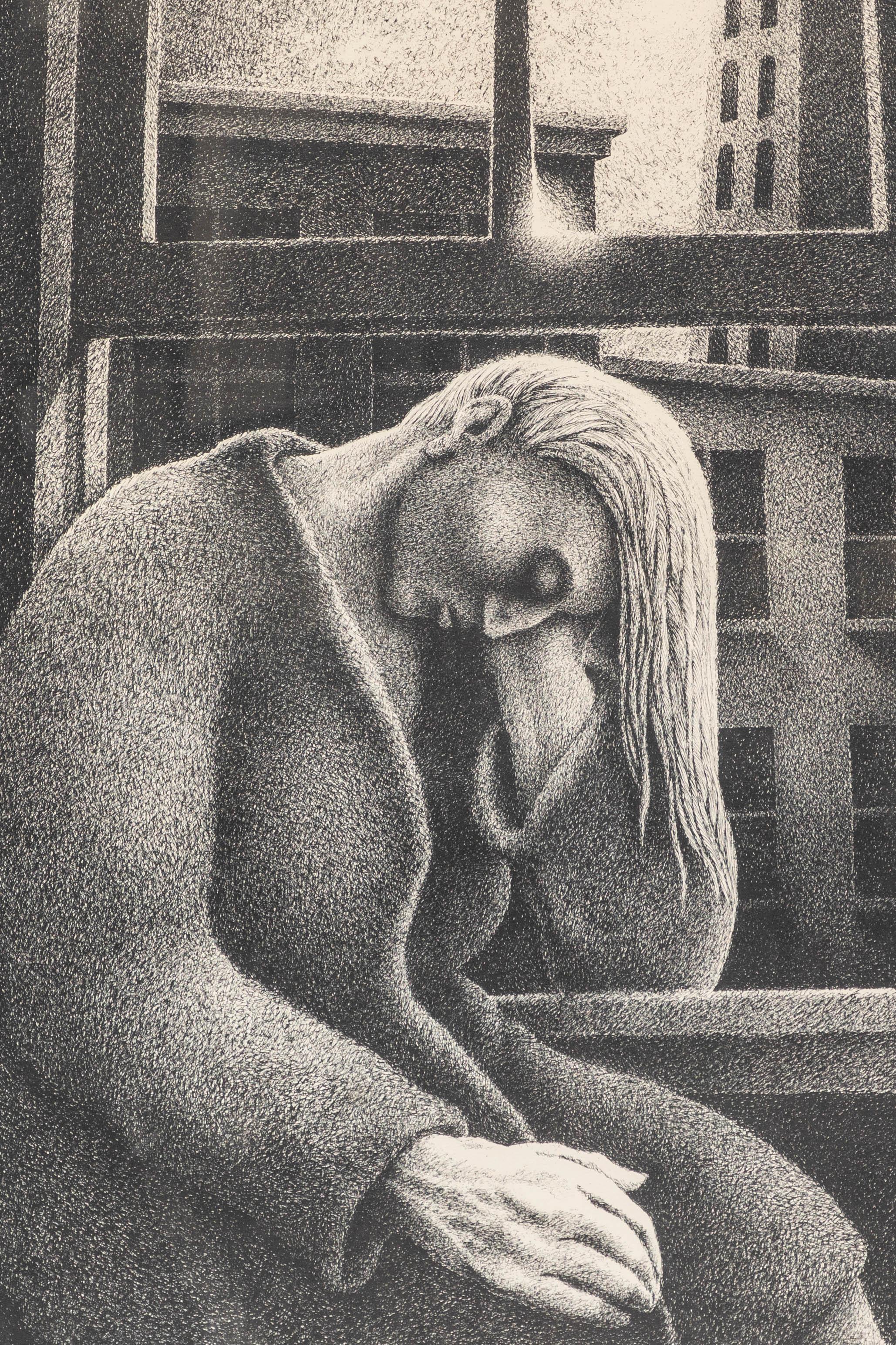 Vintage Lithograph by Gerald Adams titled “Woman Drying Hair” at 1stDibs