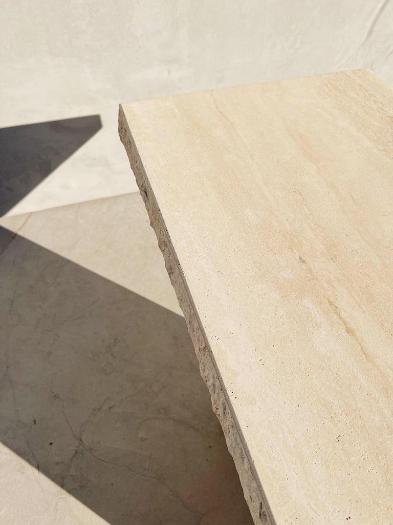Vintage Live Edge Italian Travertine Console Table at 1stDibs