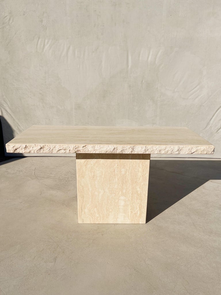 Vintage Live Edge Italian Travertine Console Table at 1stDibs