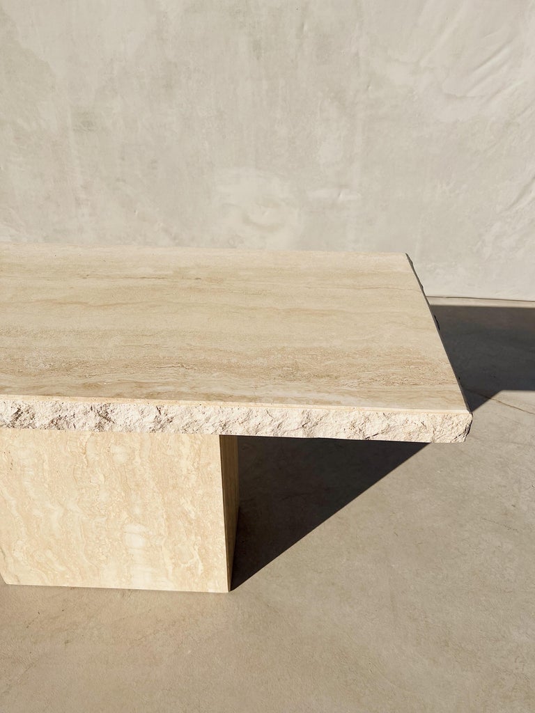 Vintage Live Edge Italian Travertine Console Table at 1stDibs