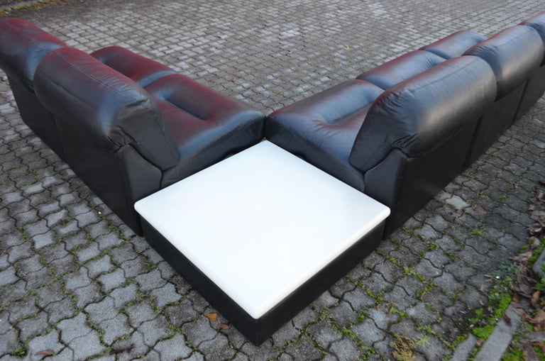 Vintage Living Room Suite Modular Black Leather Lounge Sofa, Germany ...