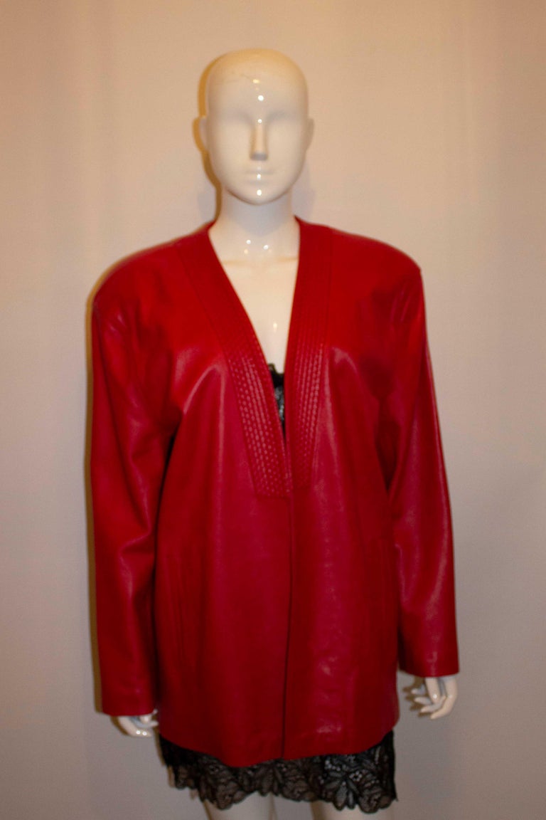 Vintage Loewe Red Leather jacket For Sale at 1stDibs