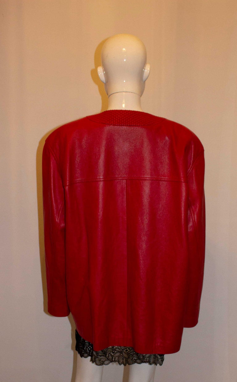Vintage Loewe Red Leather jacket For Sale at 1stDibs