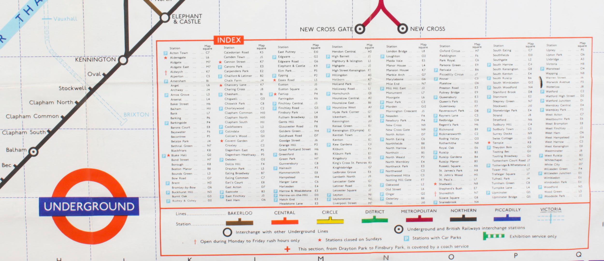 Vintage London Transport Tube Map By Paul Garbutt 20th Century For Sale ...