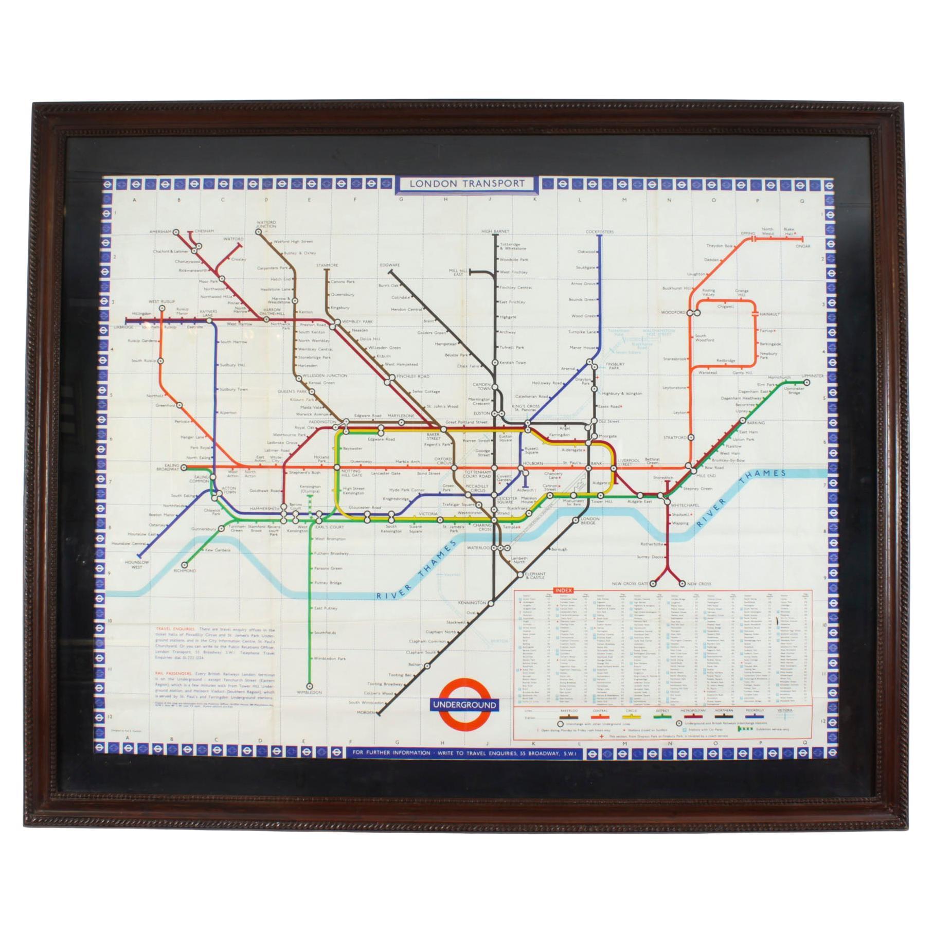 Vintage London Transport Tube Map By Paul Garbutt 20th Century For Sale ...