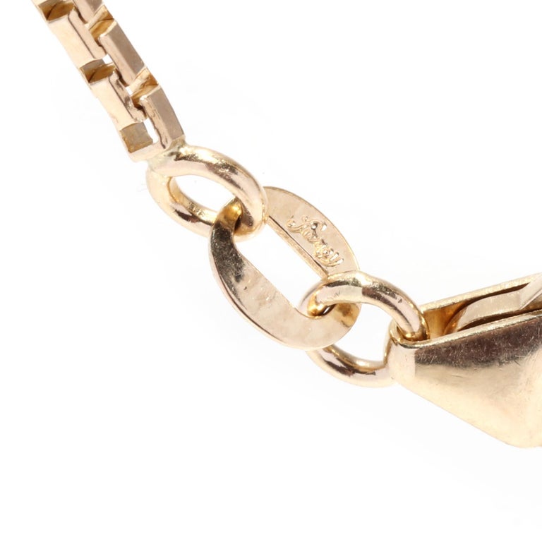 Vintage Long Box Chain, 14K Solid Gold, Lobster Clasp, Medium Box Chain ...