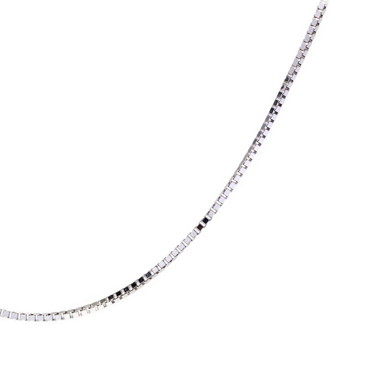 Vintage Long Thin Box Chain, 14K White Gold, Skinny Box Chain, Basic ...