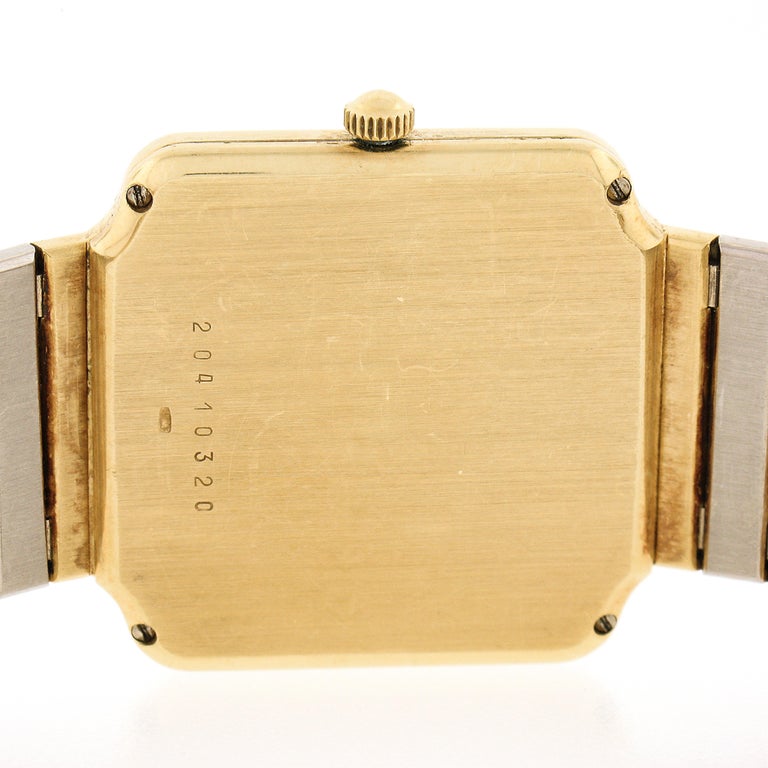 Vintage Longines 18k TT Gold Square Hammered Link Bracelet Wrist Watch ...