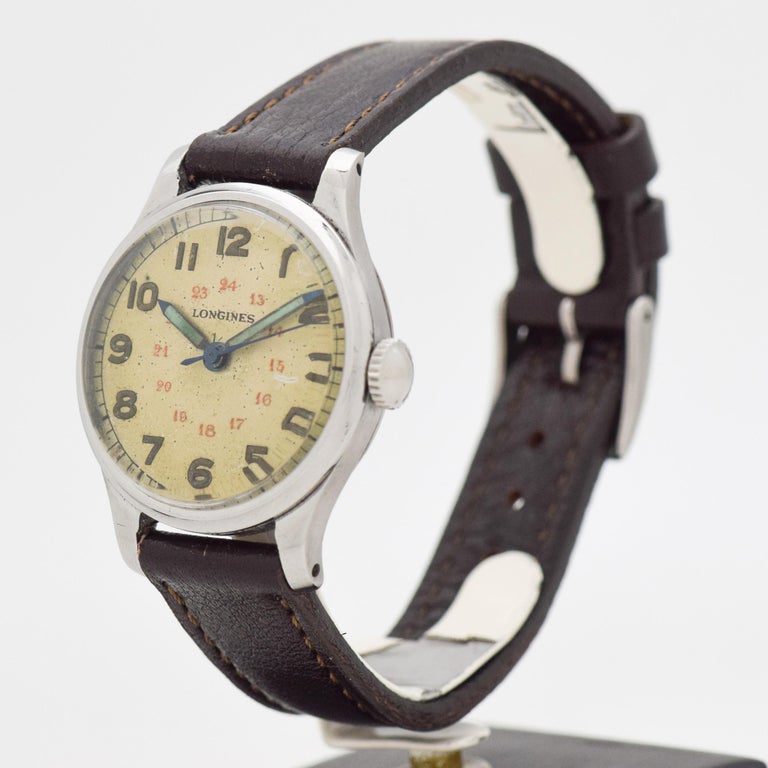 Vintage Longines Military WWII-Era Chrome and Stainless Steel Watch ...
