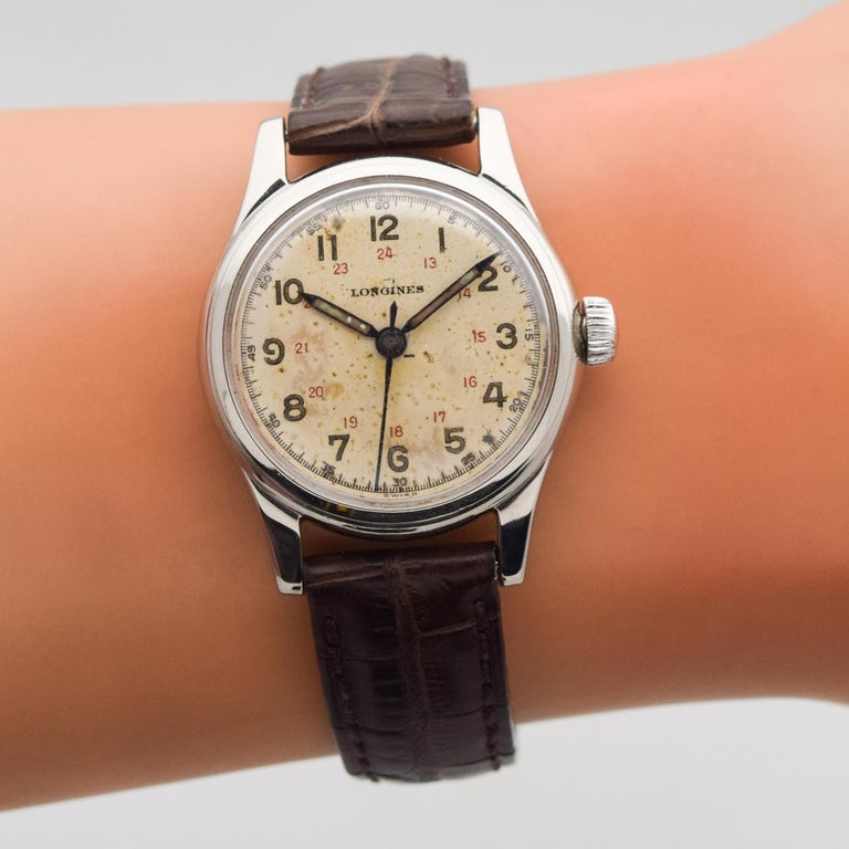 Vintage Longines Military WWII-Era Stainless Steel Watch, 1949 For Sale ...
