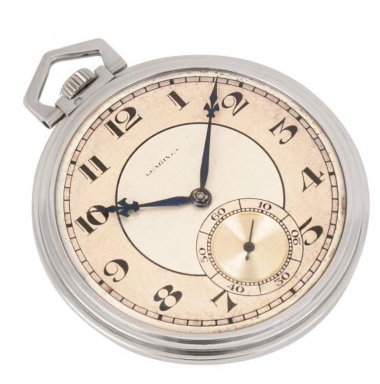 Vintage Longines Rare Art Deco Slim Keyless Lever Pocket Watch 18ct ...