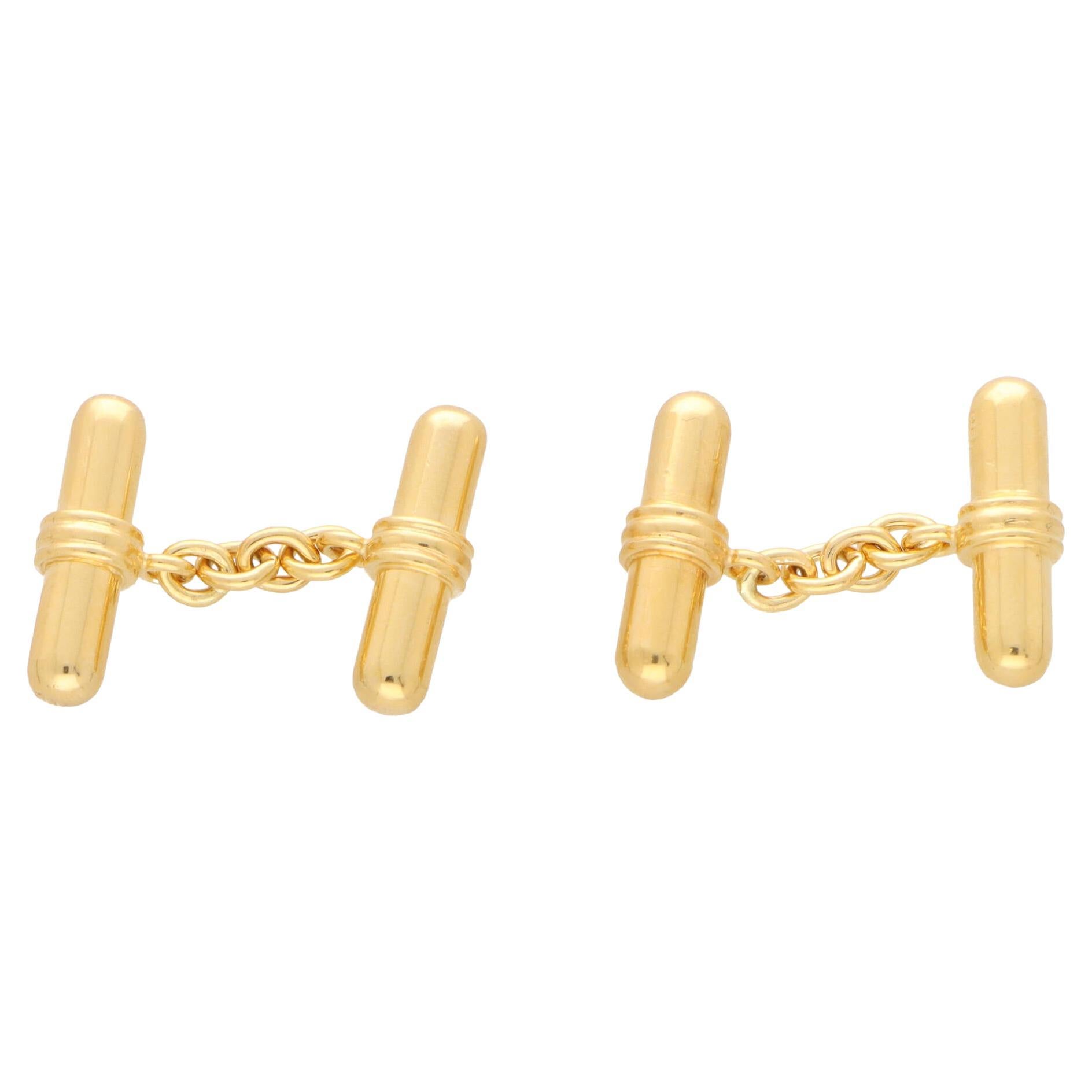 Vintage Cartier 14 Karat Gold Chain Link Cufflinks, circa 1940s at 1stDibs