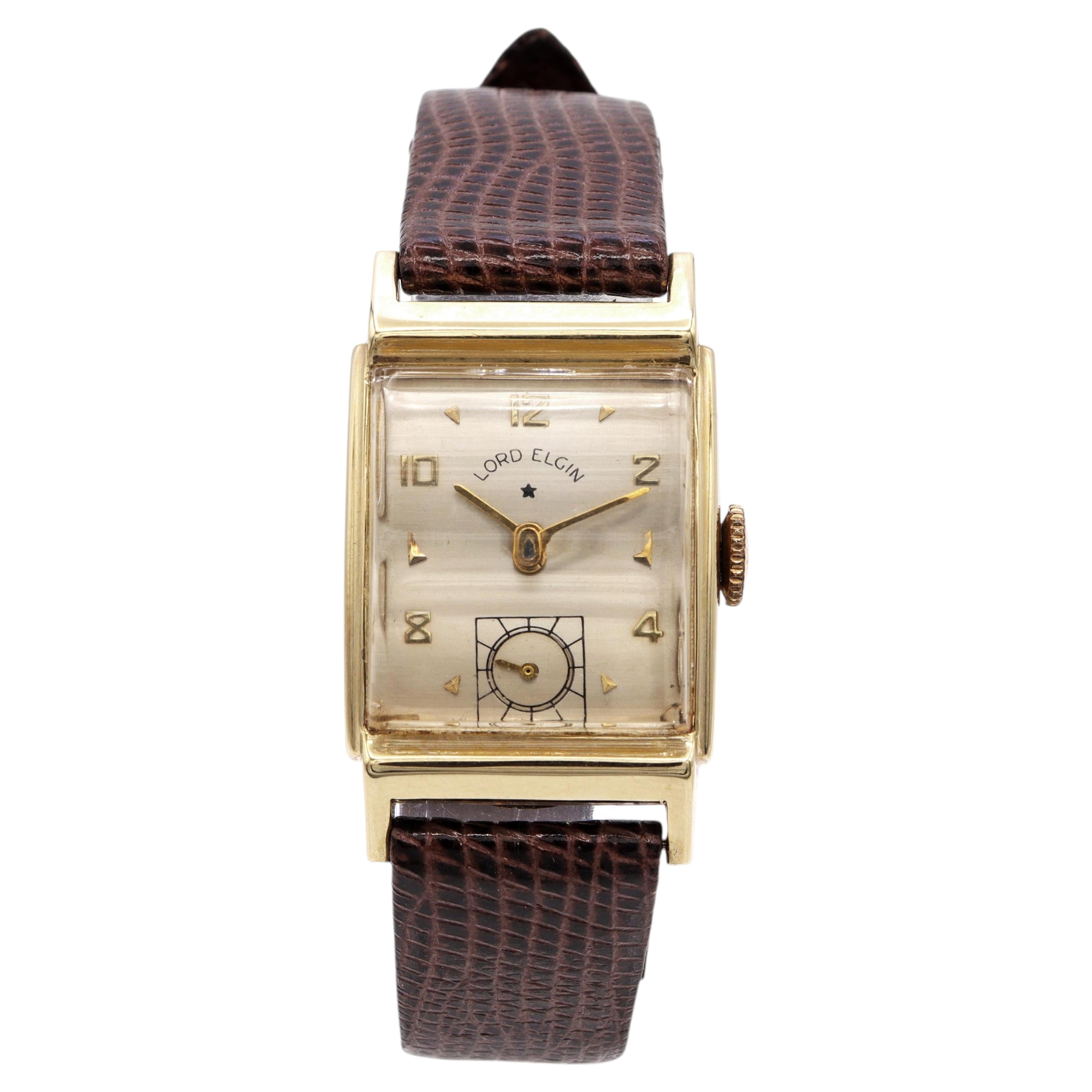 Vintage Lord Elgin 14k Yellow Gold Hand Wind Men's Watch For Sale at ...