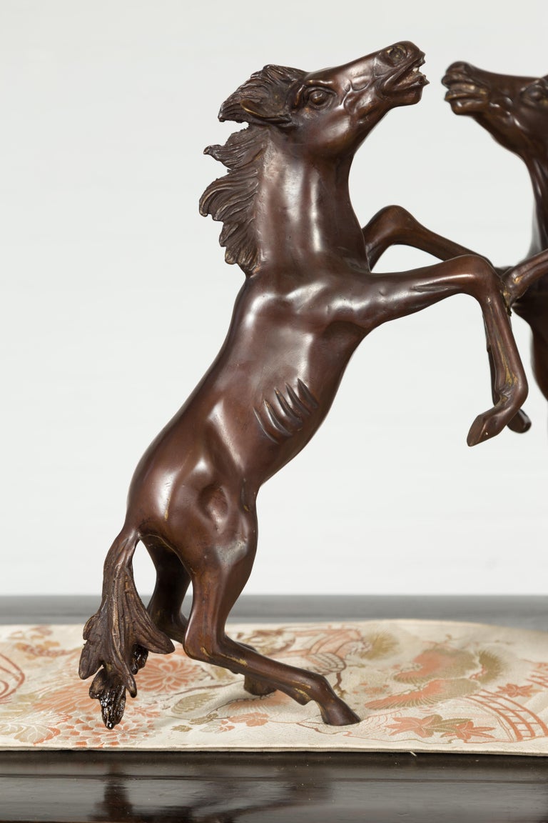 Vintage Lost Wax Cast Bronze Coffee Table Base with Triple Rearing ...