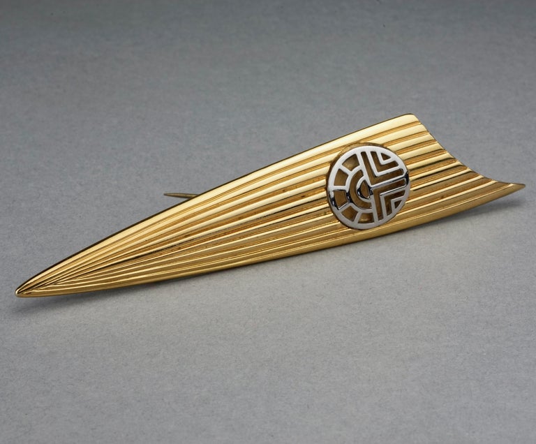 Vintage LOUIS FERAUD Massive Modernist Logo Brooch For Sale at 1stDibs
