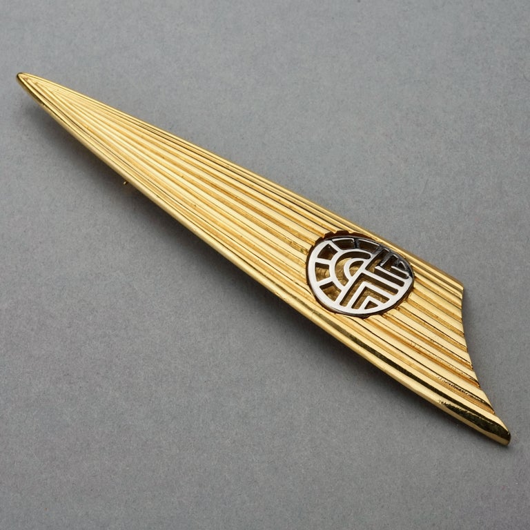 Vintage LOUIS FERAUD Massive Modernist Logo Brooch For Sale at 1stDibs