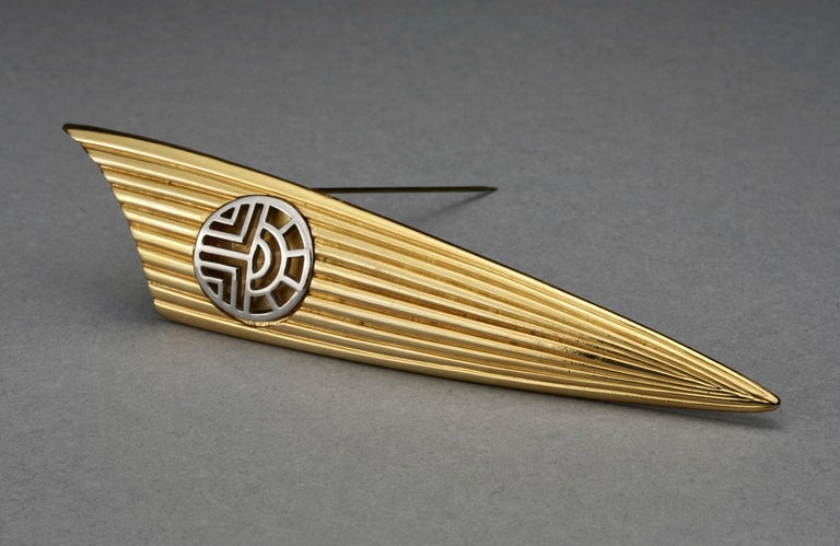 Vintage LOUIS FERAUD Massive Modernist Logo Brooch For Sale at 1stDibs