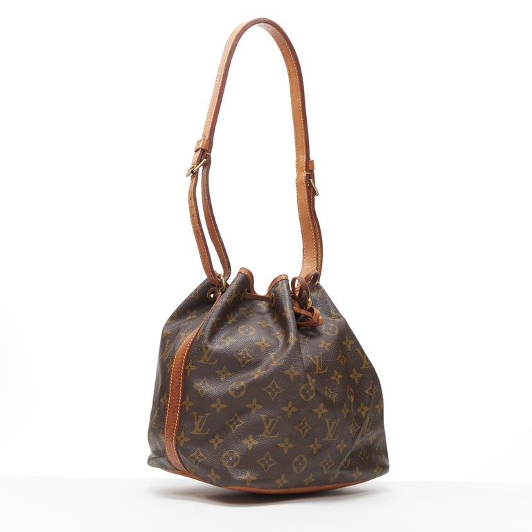 vintage LOUIS VUITTON Petite Noe brown monogram canvas drawstring ...