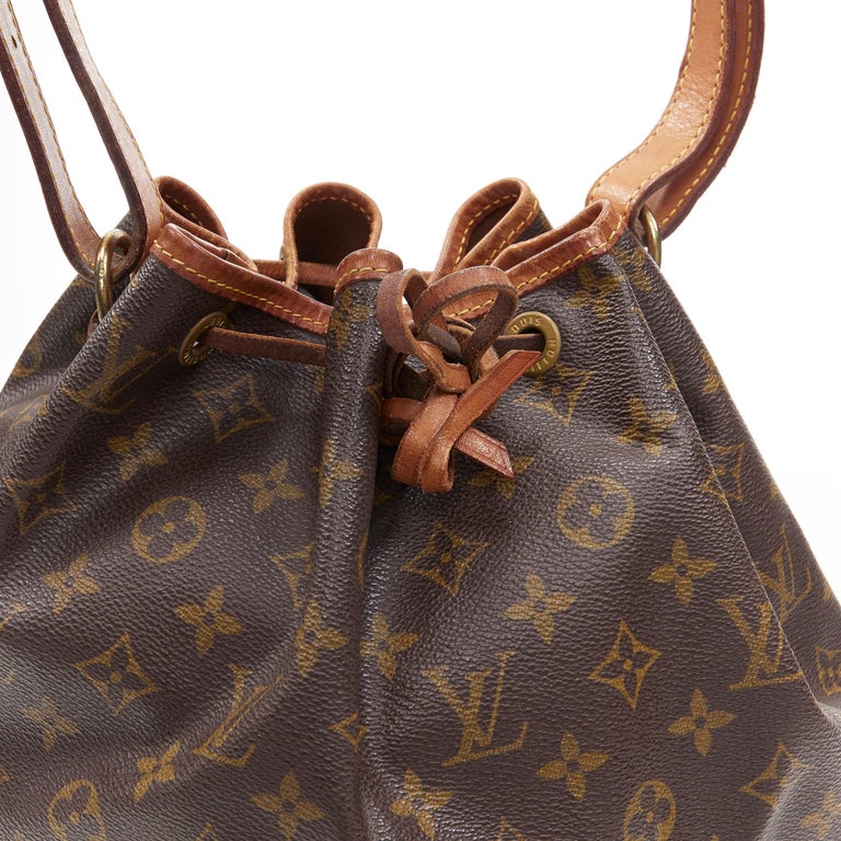 vintage LOUIS VUITTON Petite Noe brown monogram canvas drawstring ...