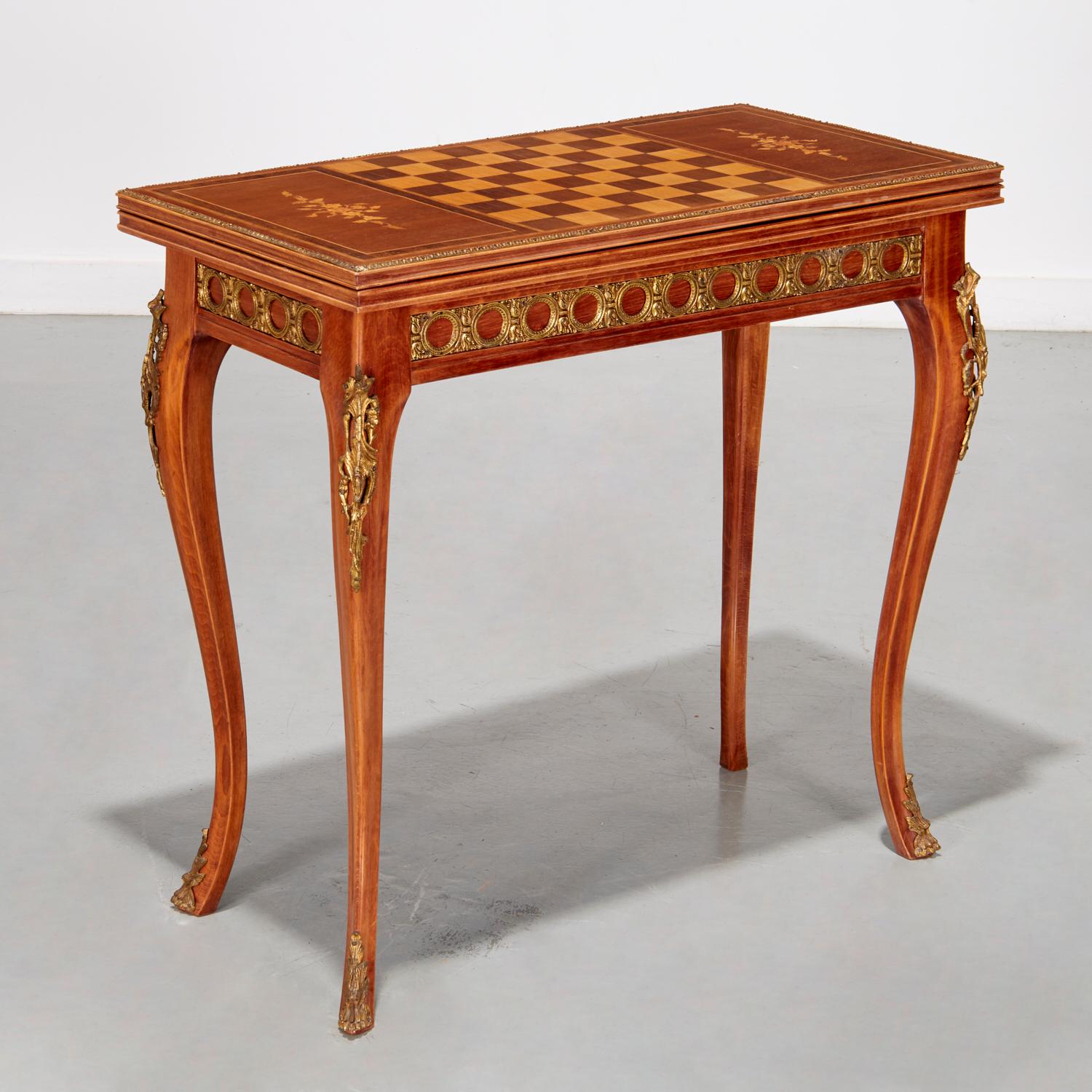 Vintage Louis XV Style Inlaid Convertible Card and Checkerboard Games ...