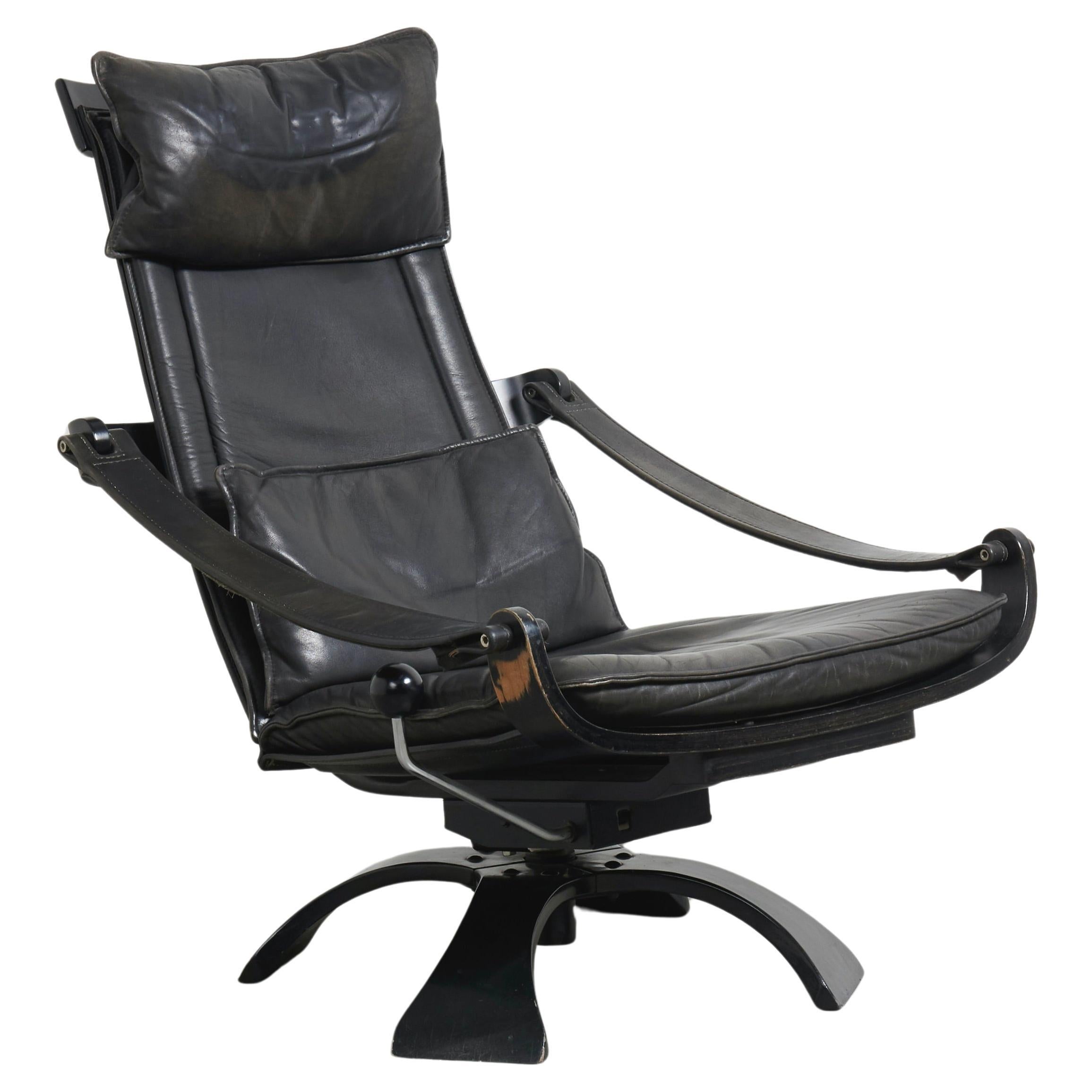 1970s Brown Leather Lounge Chair Model 'Krona' By Ake Fribytter For ...