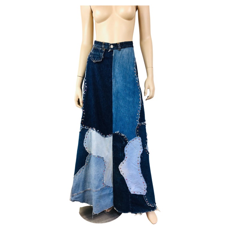 Vintage Love Melody Patchwork Denim Levis and Rhinestone Studded Maxi ...