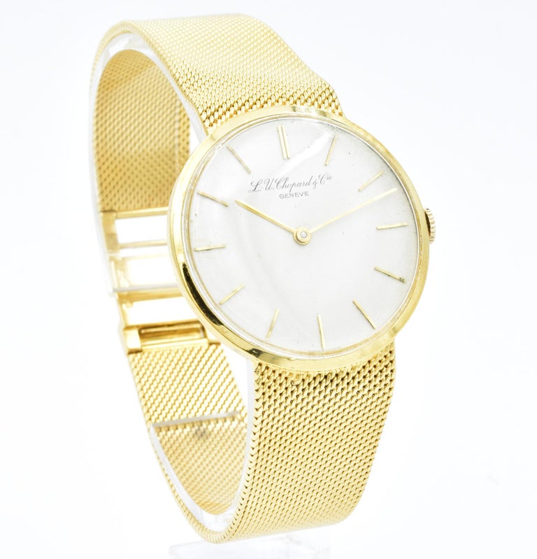 Vintage L.U. Chopard 1013 18 Karat Yellow Gold Watch on Mesh Bracelet ...